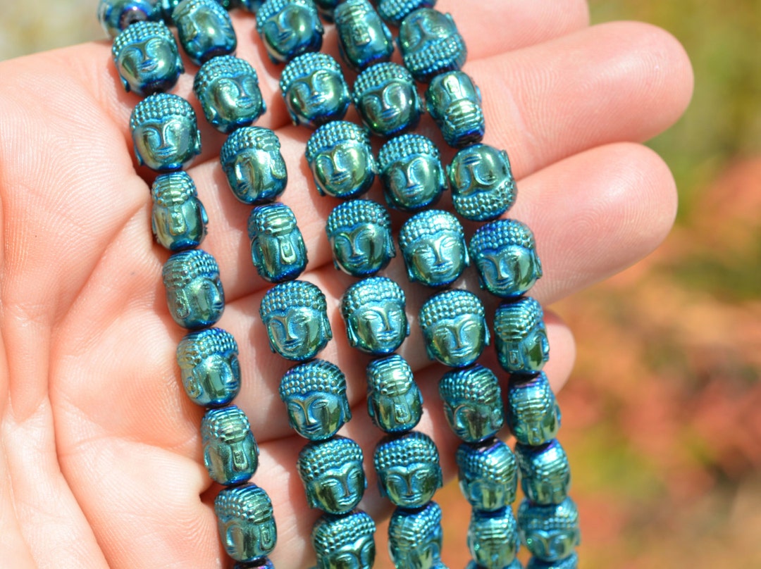 19 Blue Green Hematite Buddha Beads BD900 - Etsy