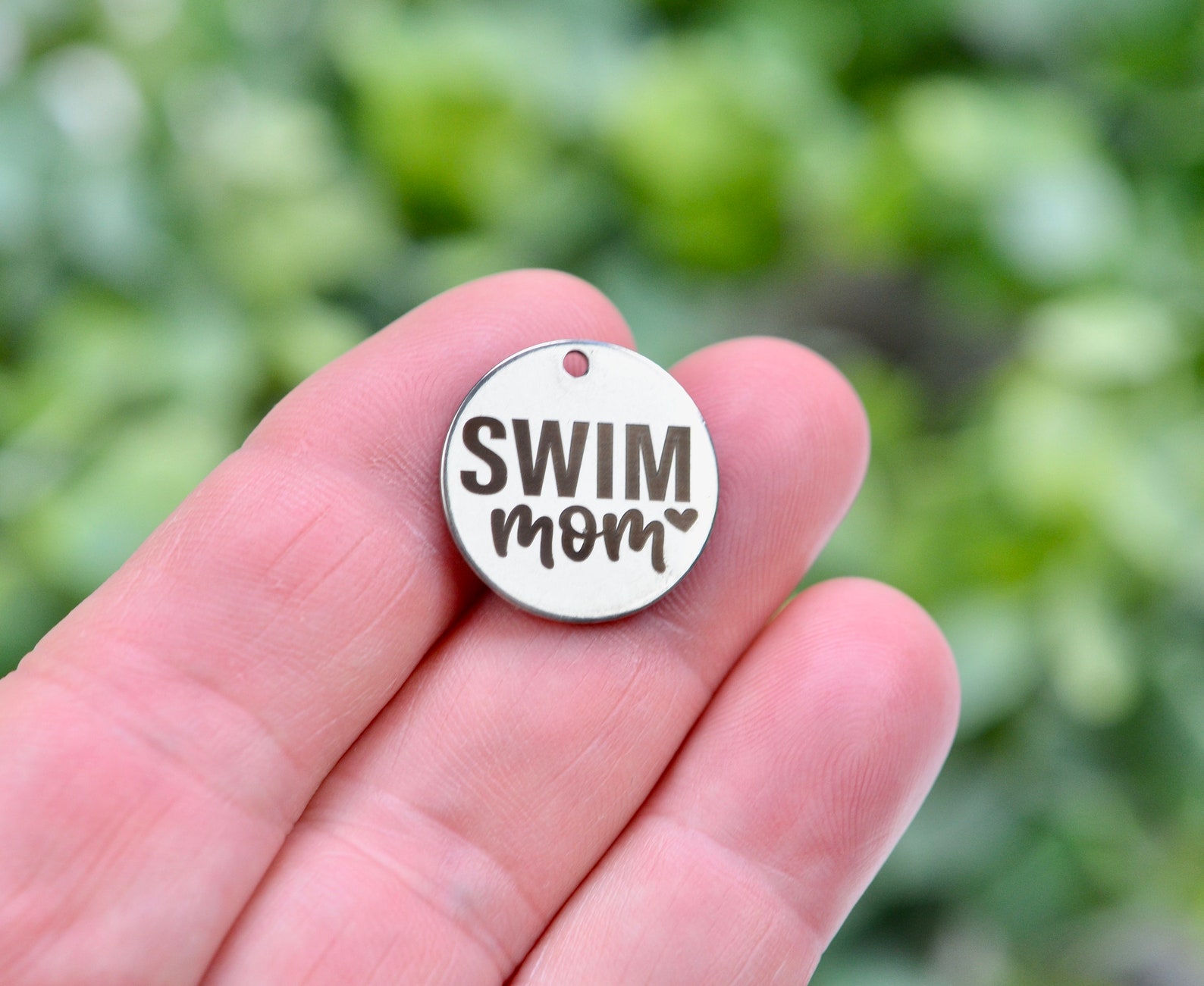 Swim Mom Custom Laser Engraved Stainless Steel Charm CC238 - Etsy