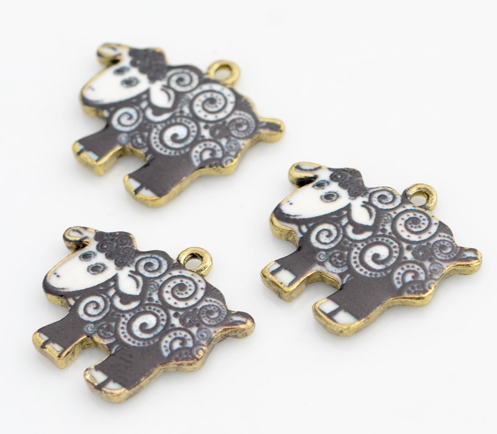 BULK 20 Sheep Gold Plated With Black and White Enamel Charms - Etsy