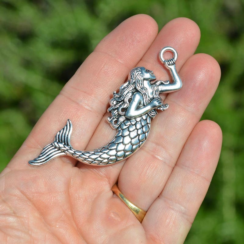Silver Mermaid Charm - Etsy