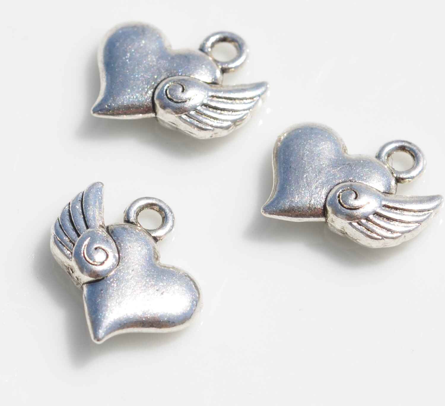 BULK 50 Hearts With a Wing Silver Tone Charms SC3559 - Etsy