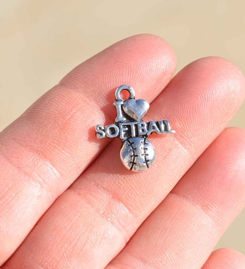 5 I Love Softball Silver Tone Charms SC2832 - Etsy