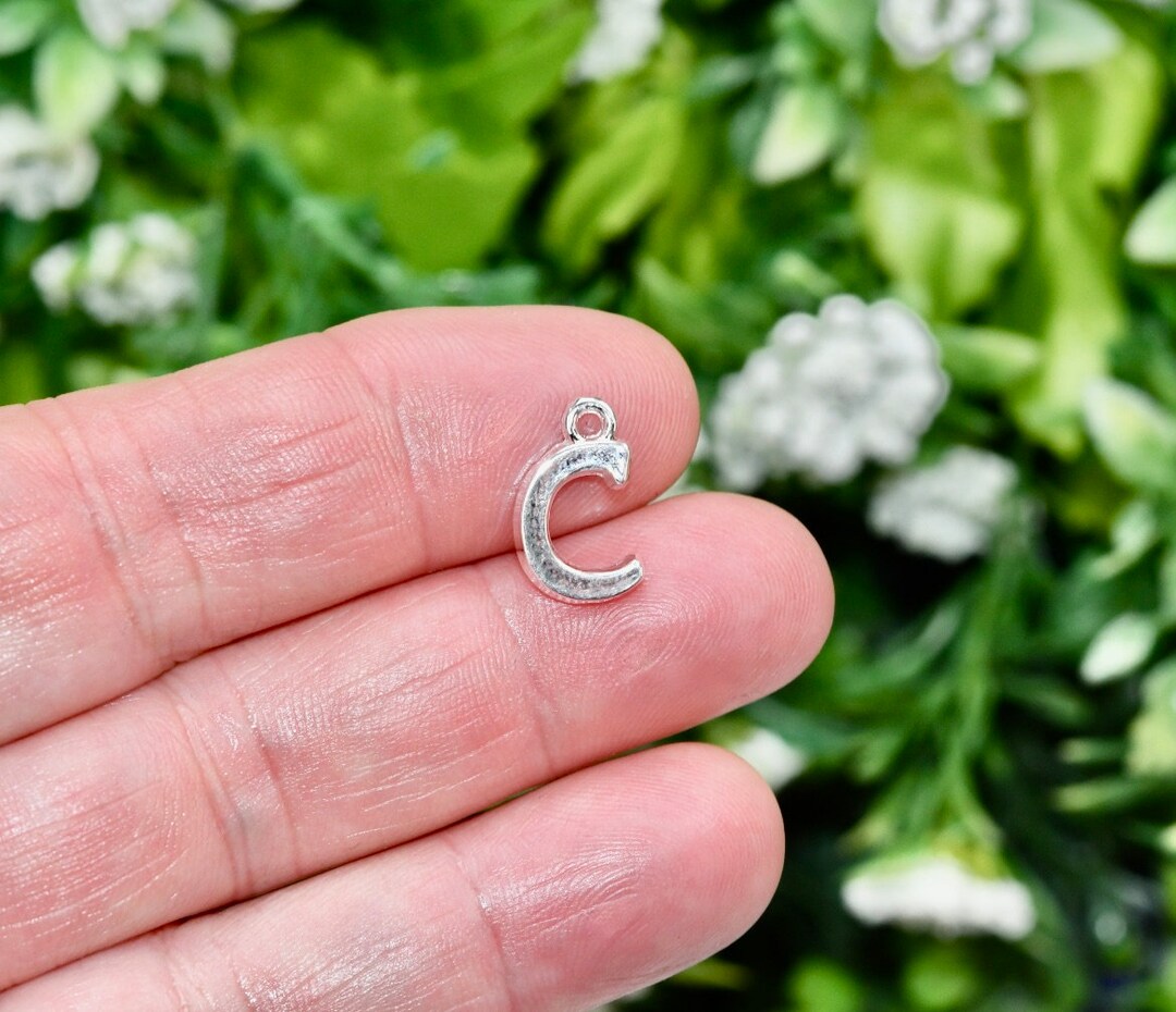 1 Silver Plated Letter C Charm SC3832 - Etsy
