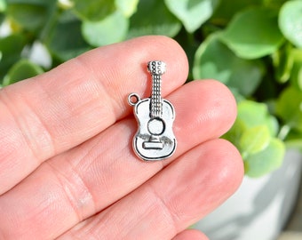 30pcs Guitar Charms Playing Charms Antique Silver Tone 11x31mm - Etsy