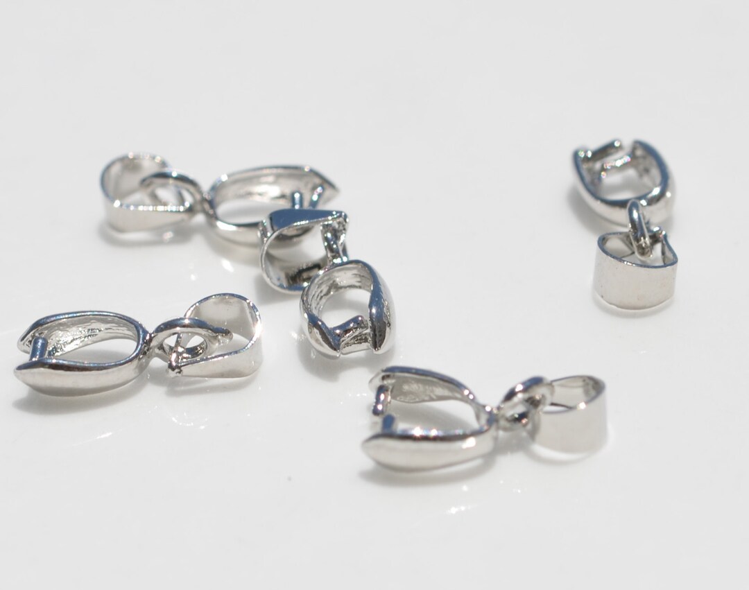 10 Bright Silver Plated Pinch Clip 15mm Bail F670 - Etsy