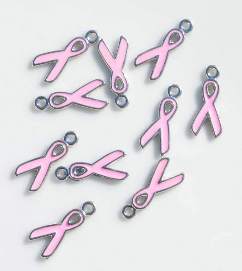 BULK 20 Pink Enamel Cancer Awareness Ribbon Charms SC2069 | Etsy