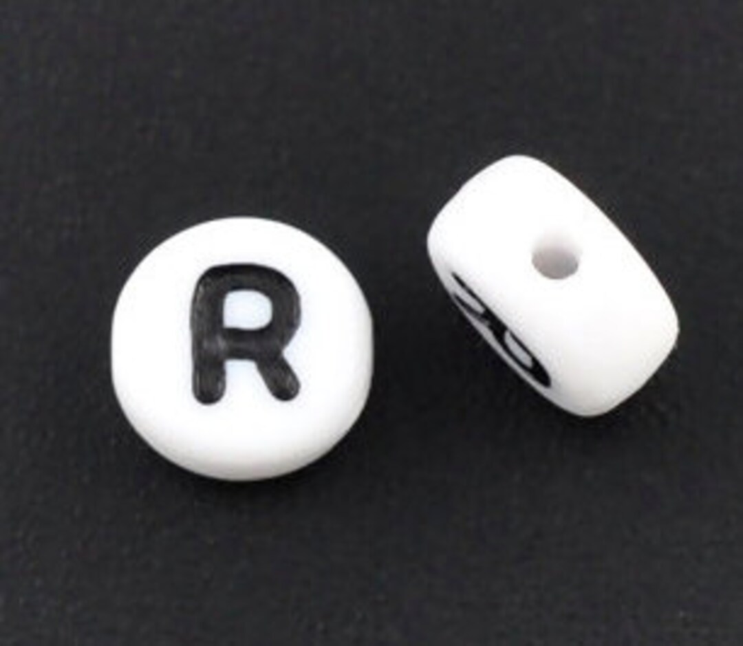20 White Acrylic Letter R Beads, 7mm Round Alphabet Beads BD945 - Etsy