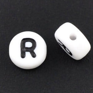 20 White Acrylic Letter R Beads, 7mm Round Alphabet Beads BD945 - Etsy