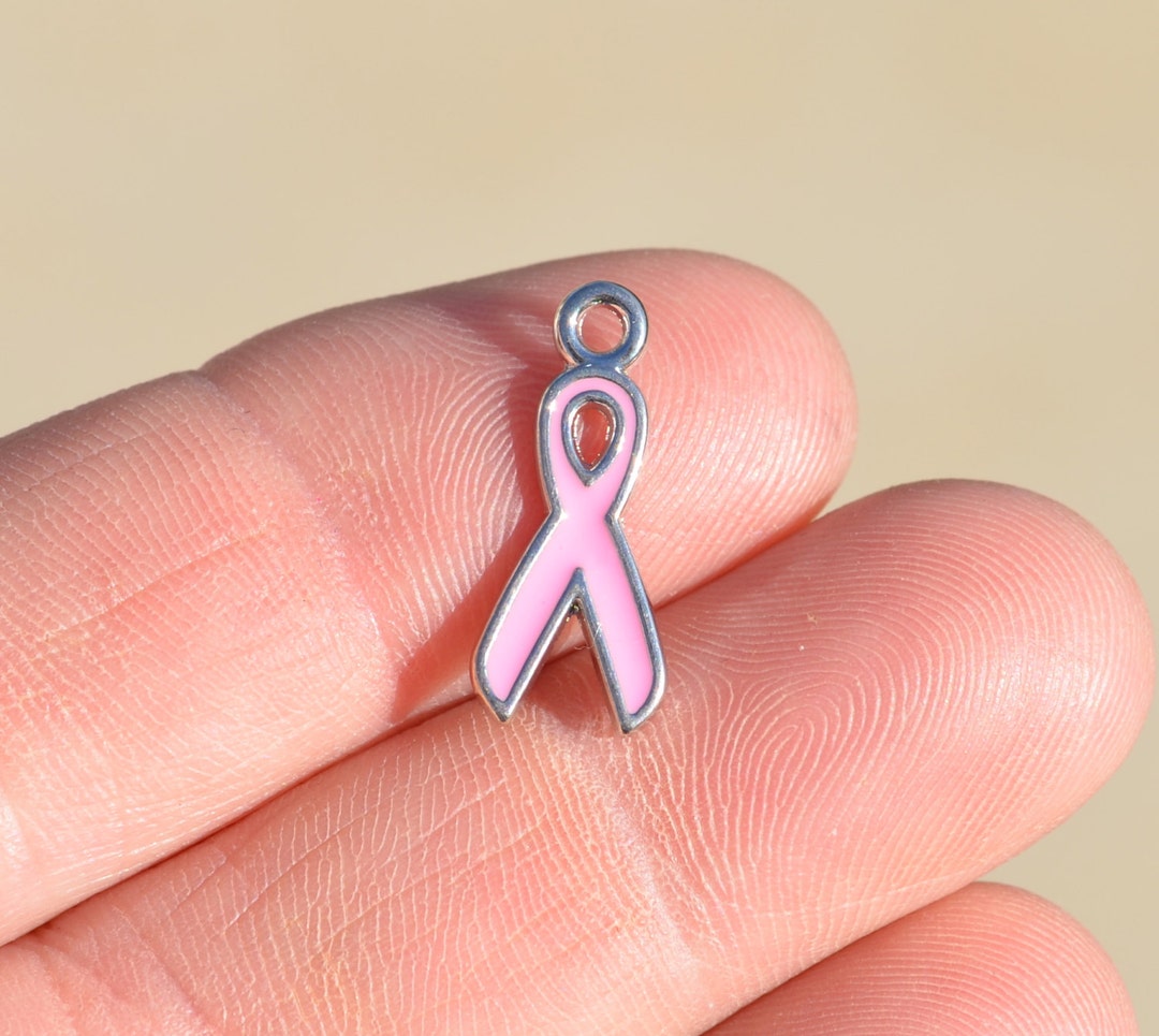 1 Pink Enamel Cancer Awareness Ribbon Charm SC2069 - Etsy