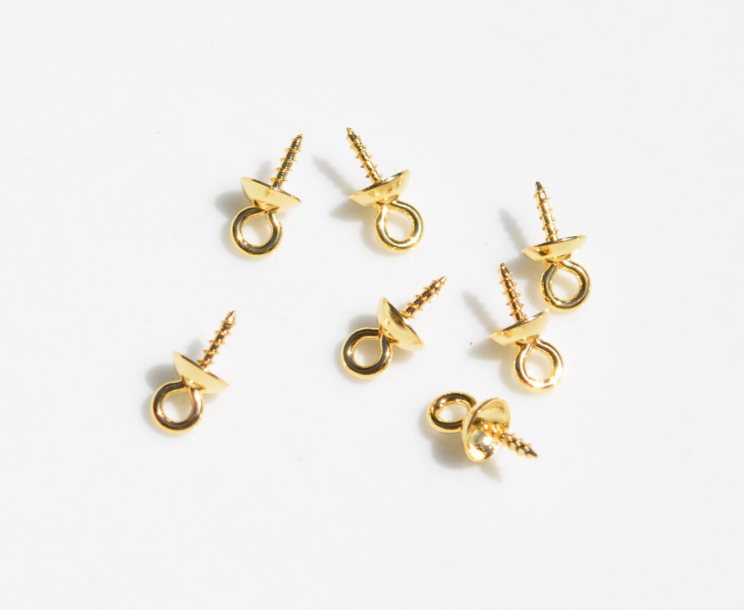 BULK 50 Gold Plated Stainless Steel Pearl Bails or Bail With Screw Peg ...