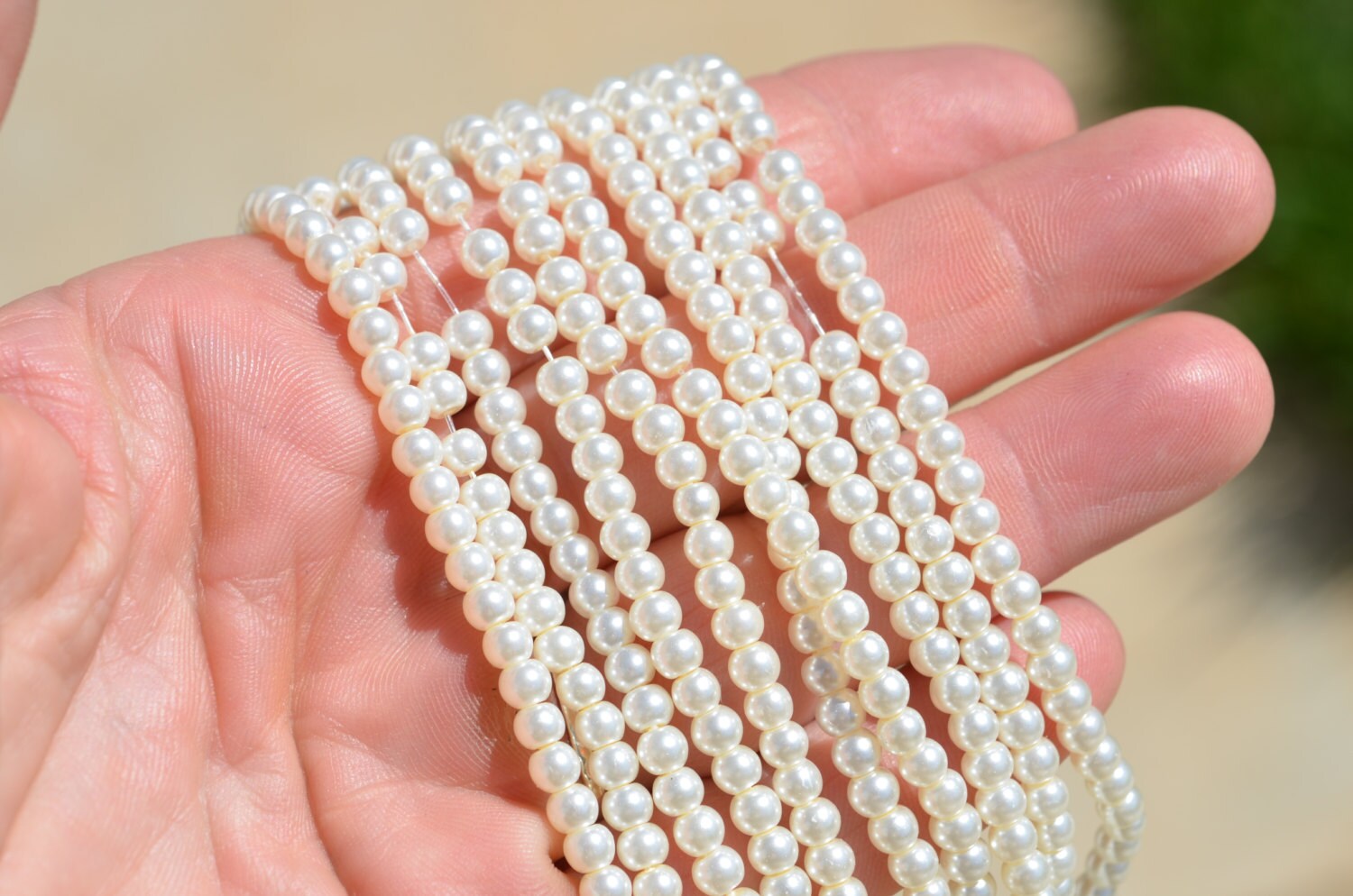 1 Strand Light Ivory Color Glass Pearl Beads 4mm BD798 - Etsy