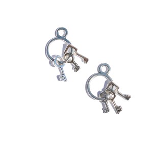 1 Tiny Key Ring Silver Tone Charm SC6552 - Etsy