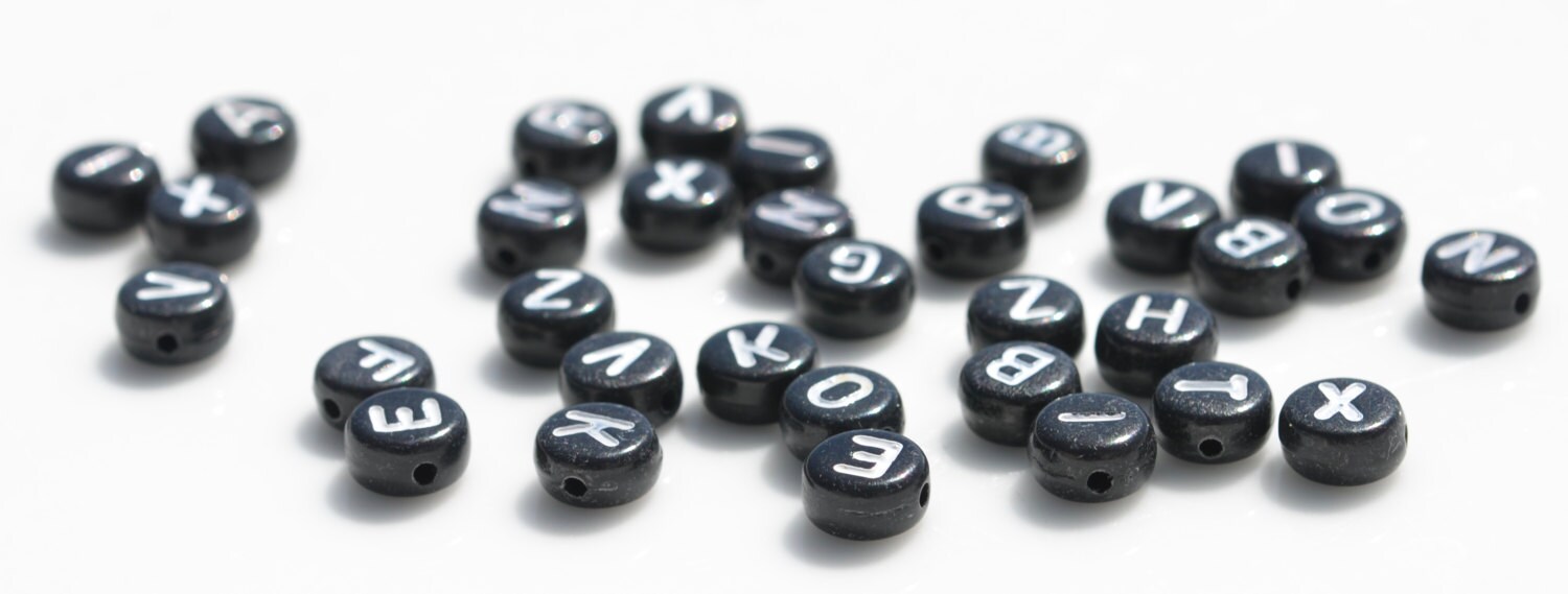 BULK 150 Black Acrylic Letter Beads 7mm Mixed Letters Round - Etsy