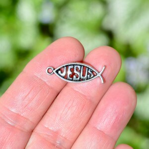 BULK 50 JESUS Fish Silver Tone Religious Charms SC6411 - Etsy