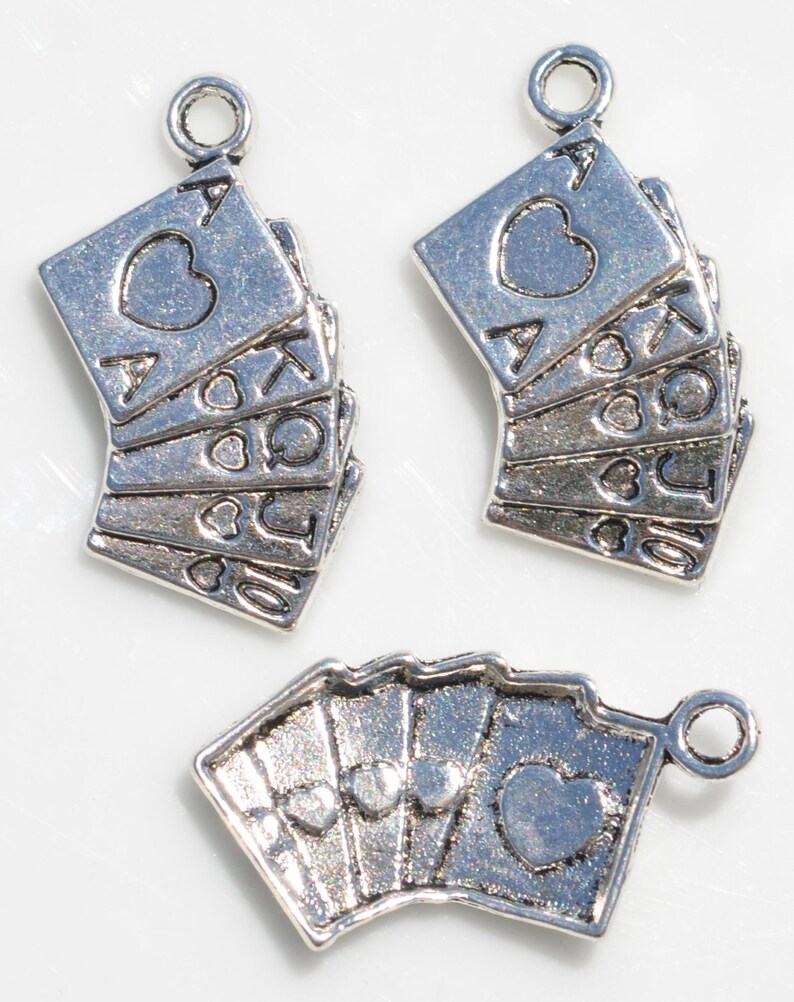 10 Playing Card Silver Tone Charms SC1365 - Etsy