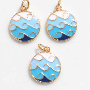 1 Blue and White Enamel Wave Charm GC5700 - Etsy
