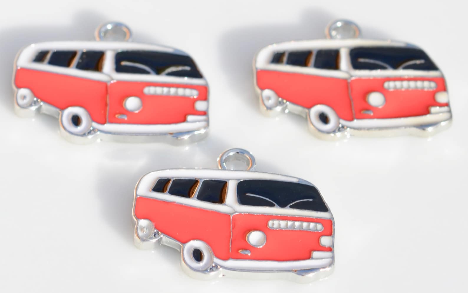 5 Bus Charms Red and White Enamel SC6641 - Etsy