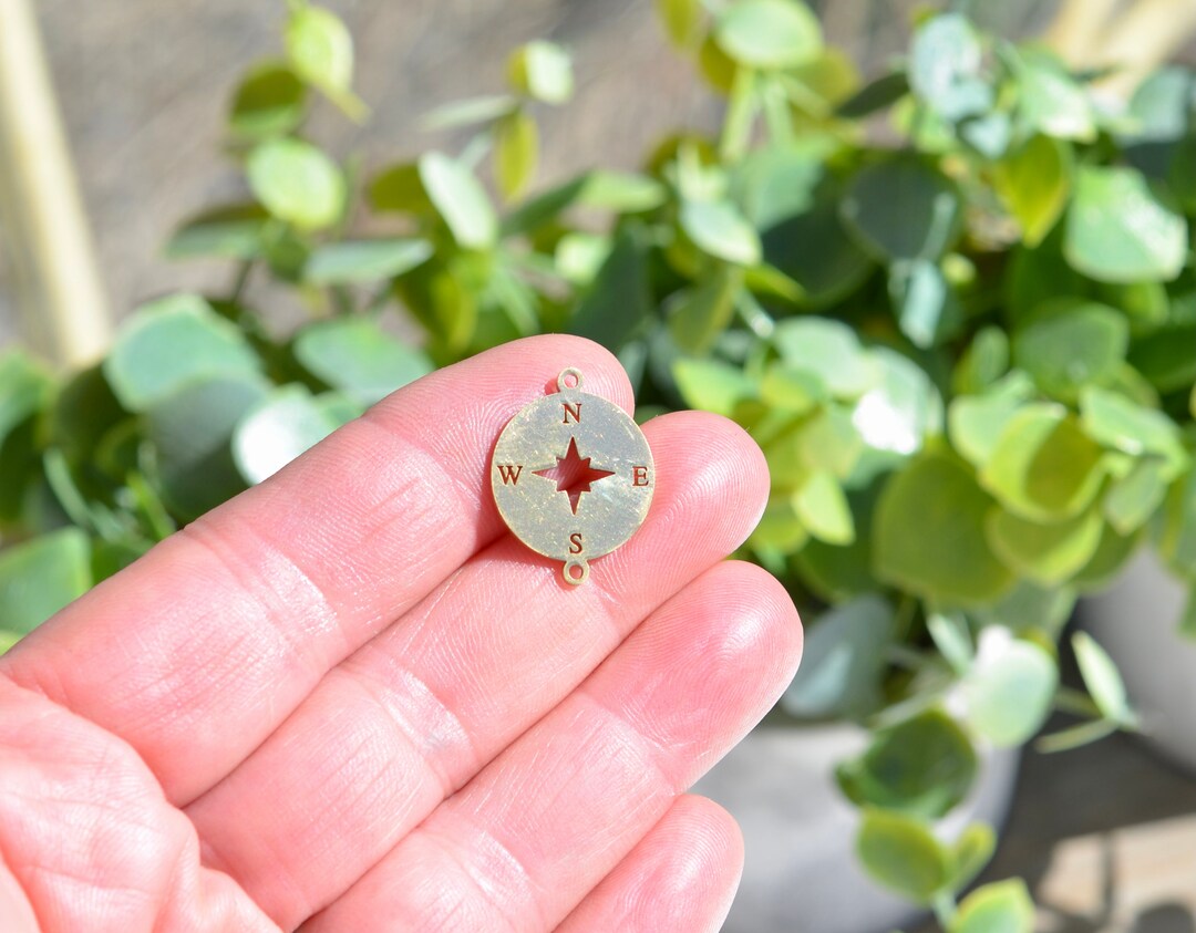 BULK 10 Stainless Steel Compass Connector Gold Tone Charms GC2925 - Etsy