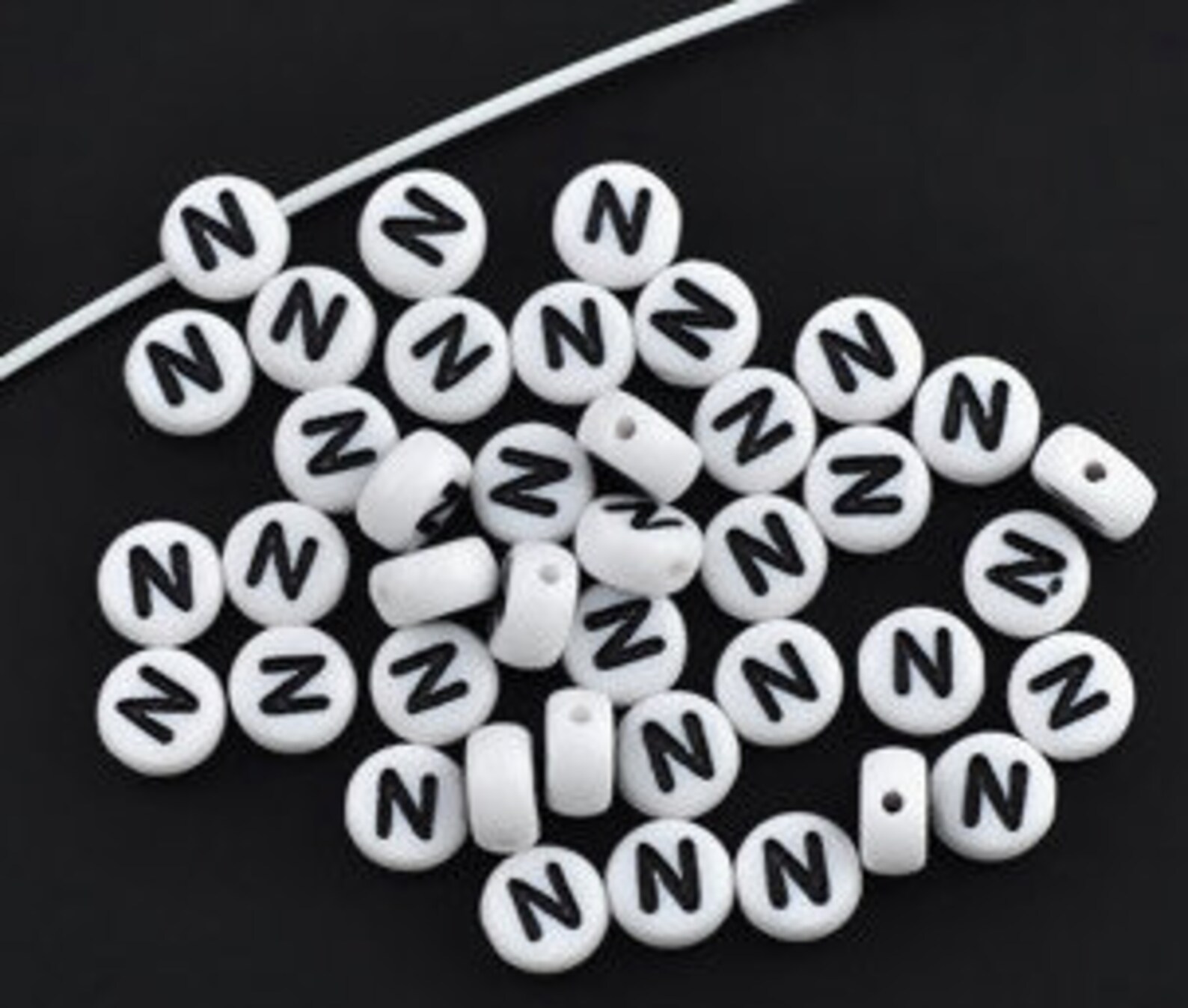 20 White Acrylic Letter N Beads, 7mm Round Alphabet Beads BD1024 - Etsy