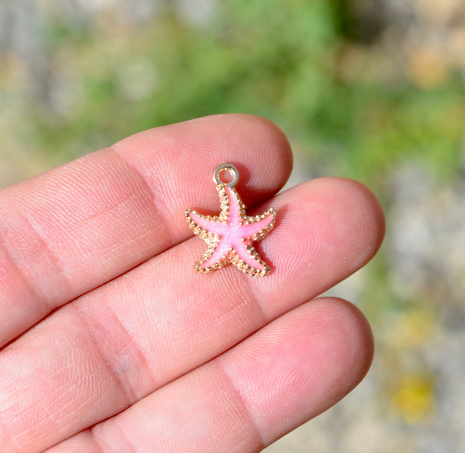 5 Starfish Gold Tone and Pink Enamel Charms GC6542 - Etsy