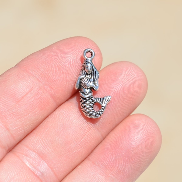 Silver Mermaid Charm - Etsy