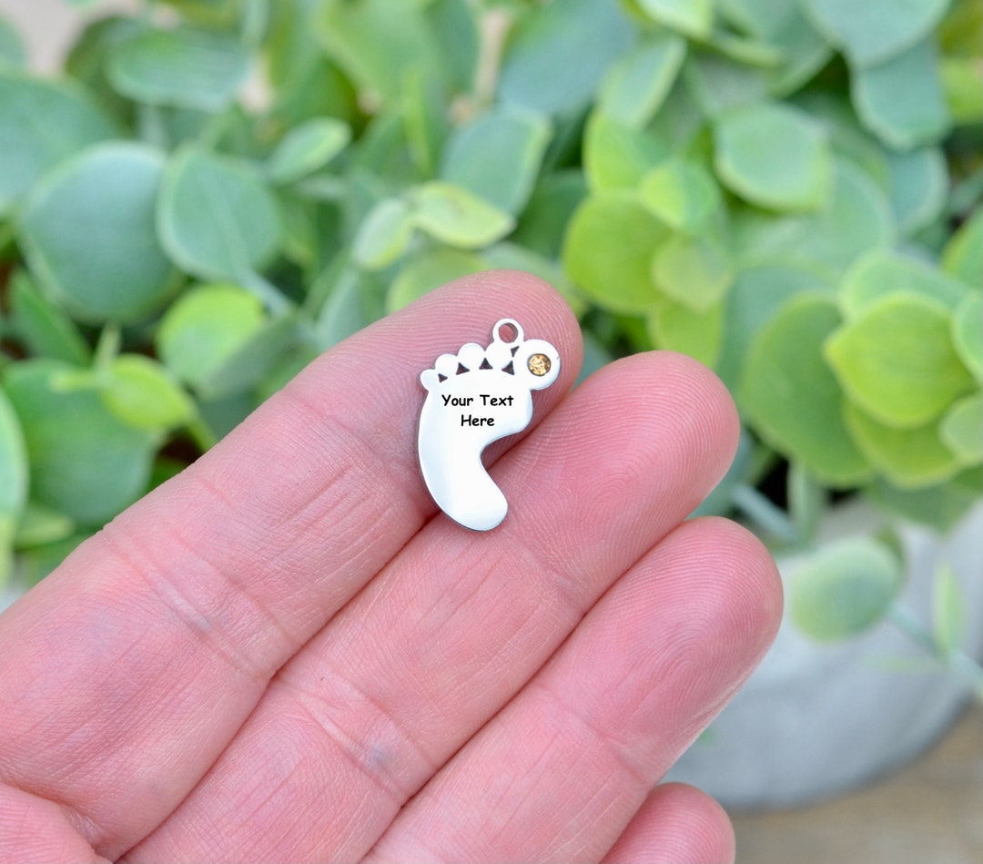 Stainless Steel Personalized Laser Engraved Foot With a Light Yellow ...