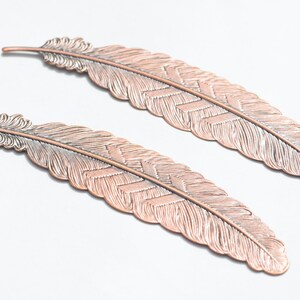 BULK 10 Feather Antique Copper Tone Charm, Bookmark, Embellishments ...