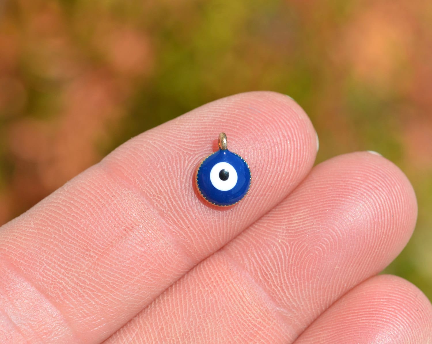 5 Evil Eye Gold Plated With Blue and White Enamel Charms GC6573 - Etsy