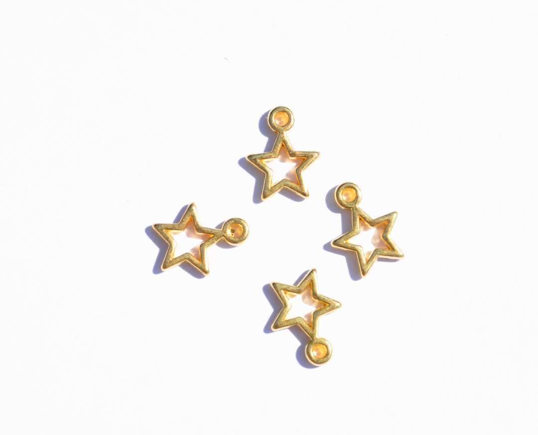 10 Open Star Gold Plated Charms GC5086 - Etsy