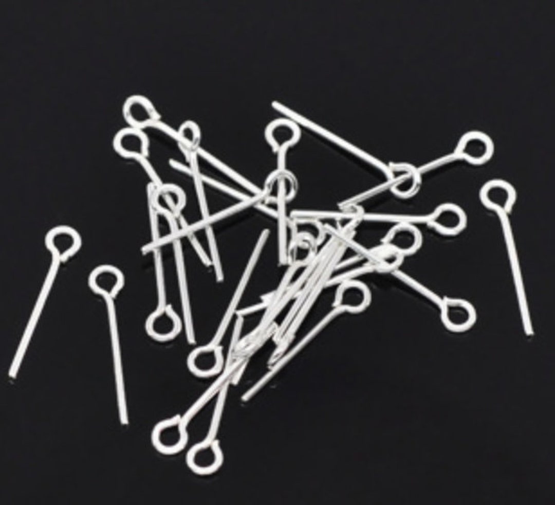 BULK 100 Bright Silver Tone 20mm Eye Pins F202 - Etsy