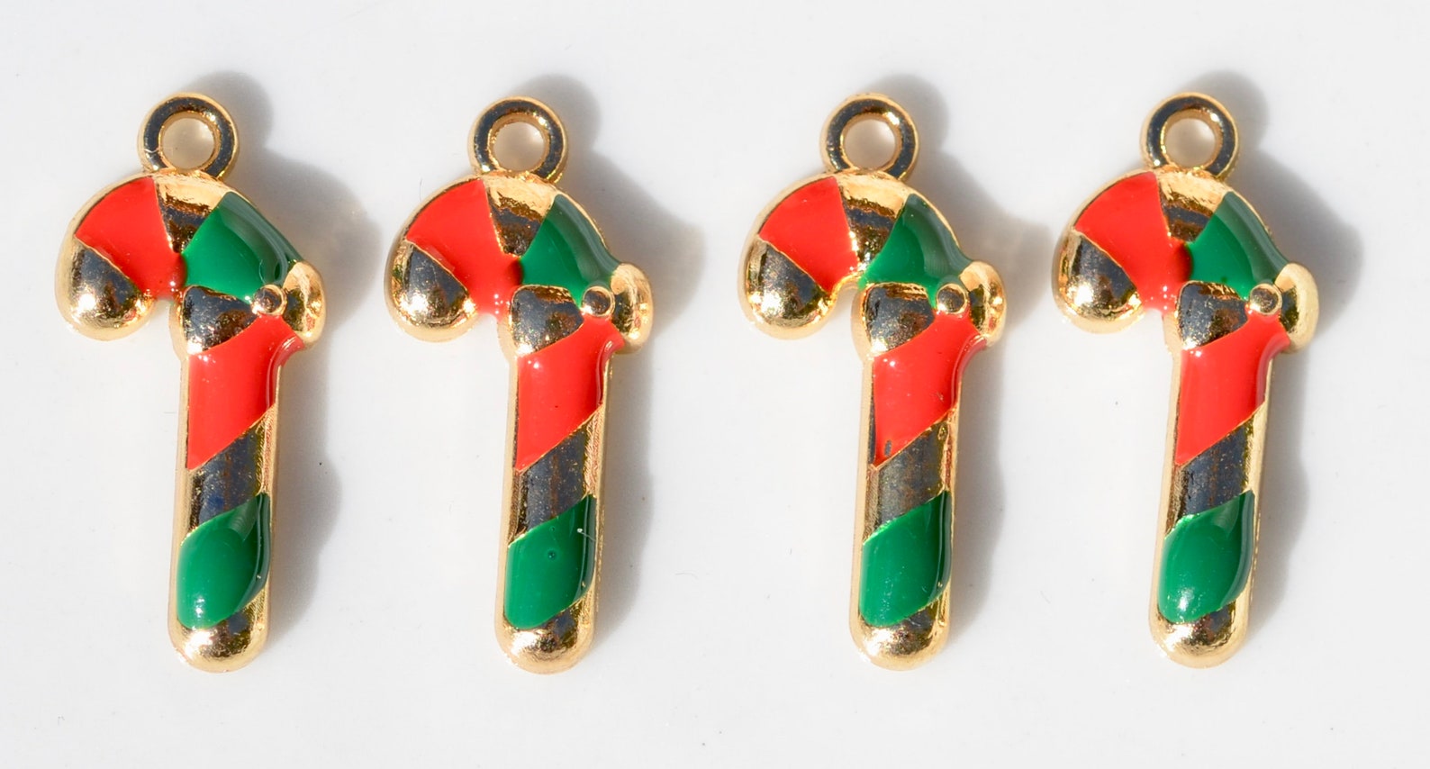 BULK 20 Candy Cane Gold Plated With Red and Green Enamel - Etsy