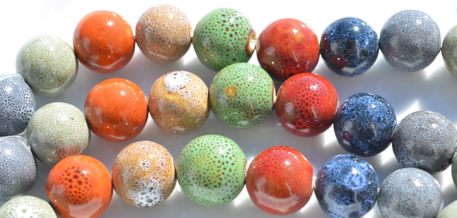 14 Round Ceramic 16mm Beads BD300 - Etsy