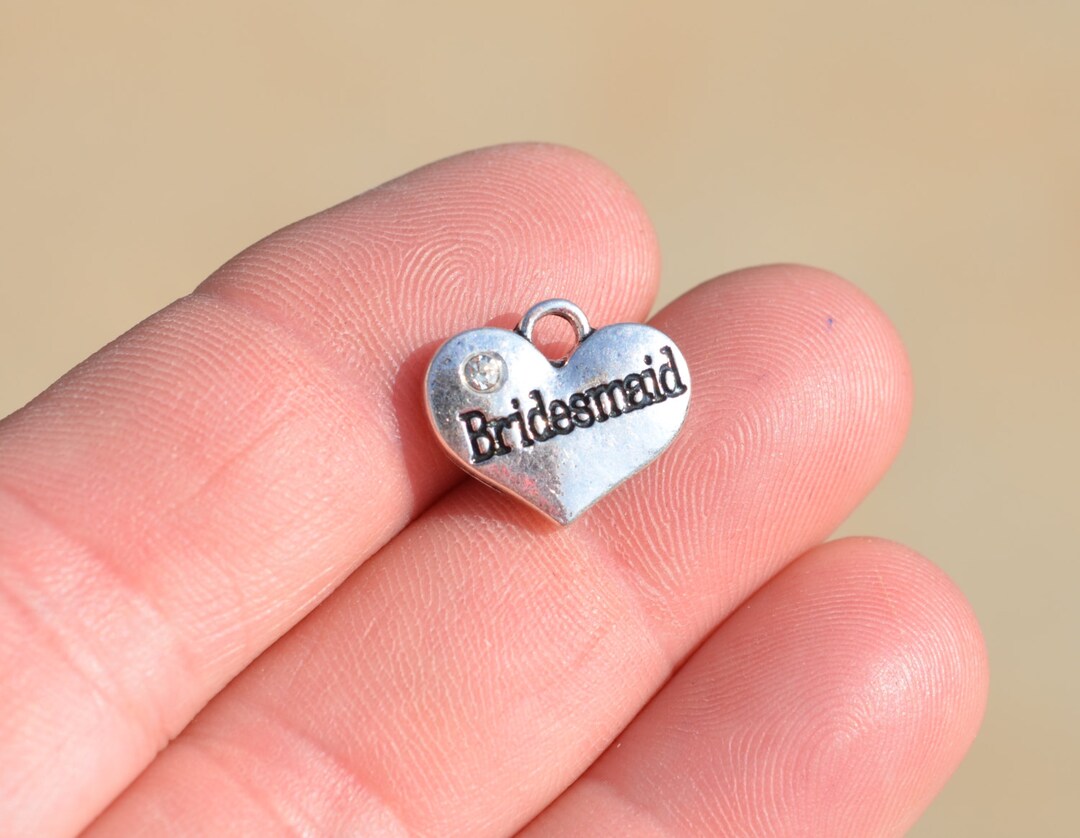 1 Bridesmaid Silver Tone Heart Charm SC3356 - Etsy