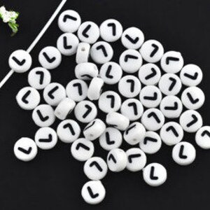 20 White Acrylic Letter L Beads, 7mm Round Alphabet Beads BD205 - Etsy