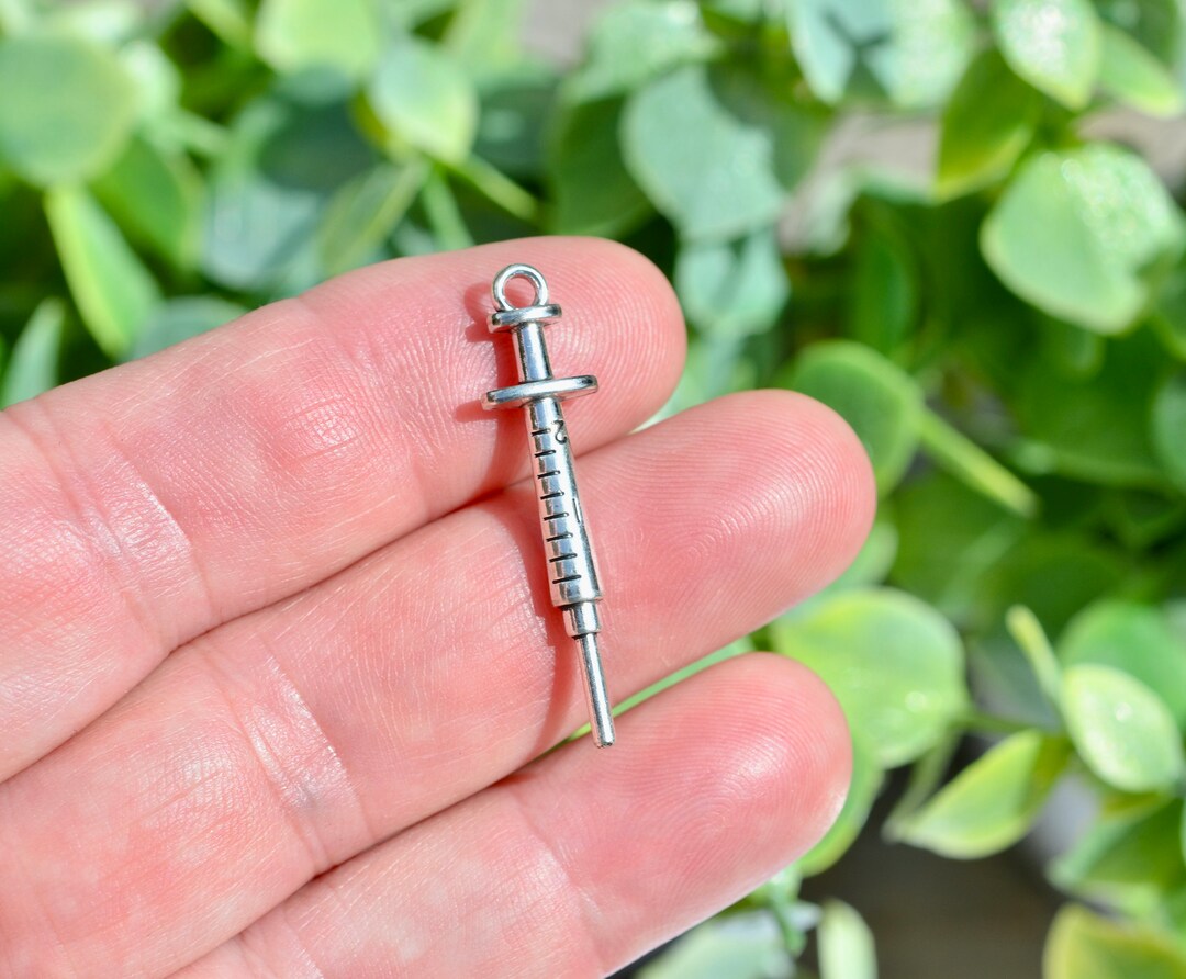 1 Syringe Silver Tone Charm SC1781 - Etsy