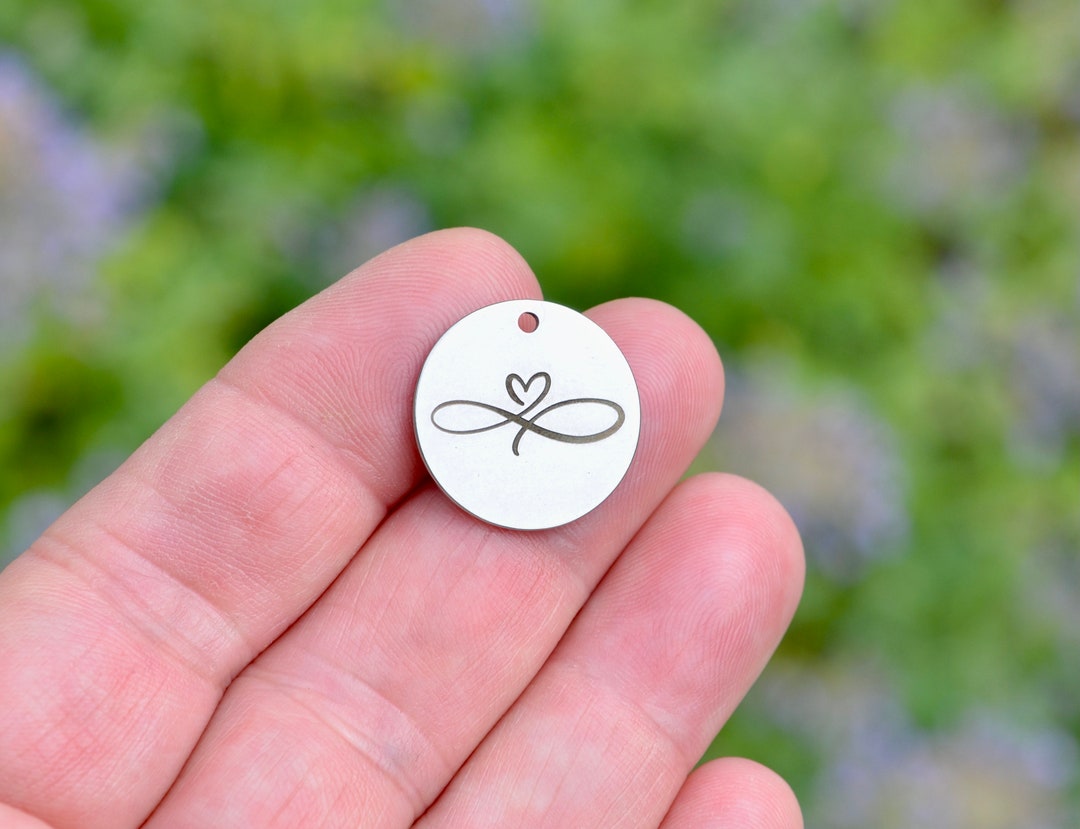 Infinity Symbol, With a Heart on a Stainless Steel 20mm Charm Laser ...