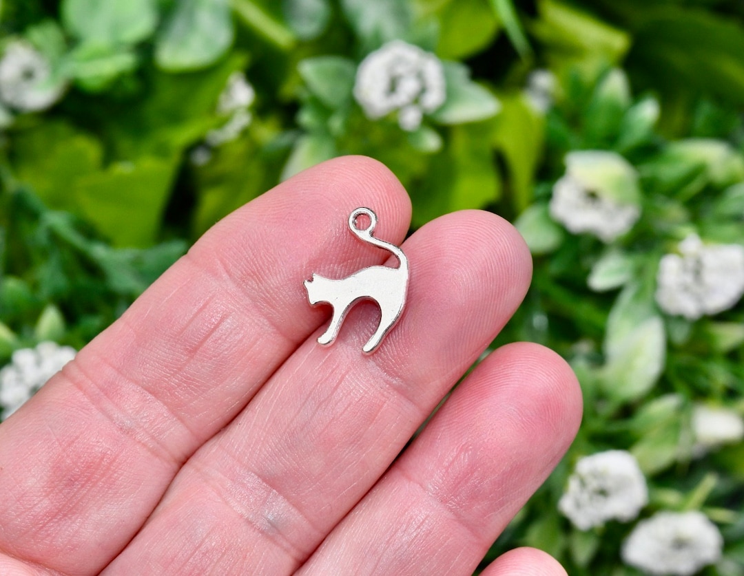 1 Cat Silver Tone Charm SC3620 - Etsy