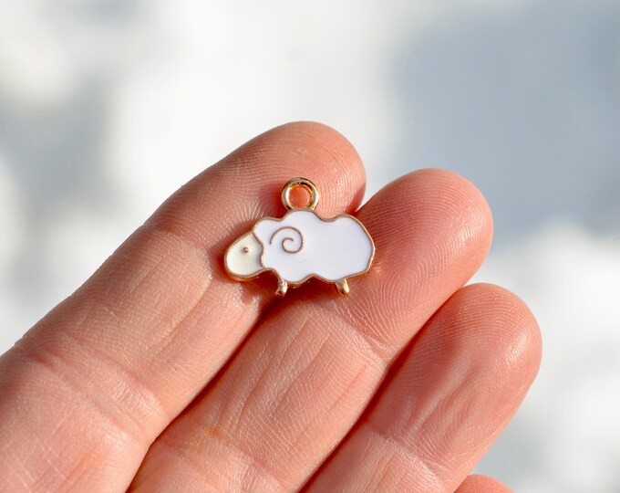 BULK 20 Sheep Gold Plated With White and Yellow Enamel Charms GC5608 - Etsy