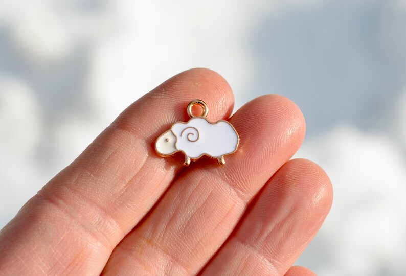 BULK 20 Sheep Gold Plated With White and Yellow Enamel Charms - Etsy