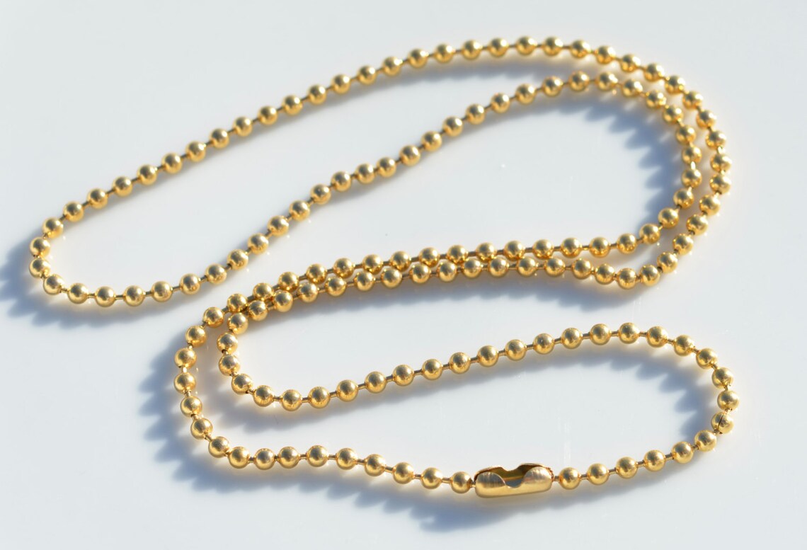 1 Ball Chain Stainless Steel Gold Plated 3mm 23 | Etsy