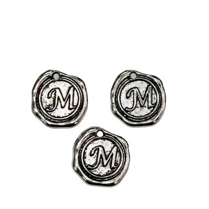 BULK 20 Letter M, Wax Stamp Silver Tone Charms SC2162 - Etsy