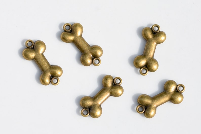 5 Dog Bone Bronze Tone Connector Charms BC3456 | Etsy