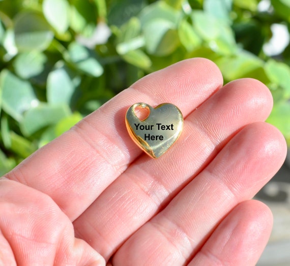 Personalized Gold Plated Stainless Steel Puffed Heart Charm | Etsy