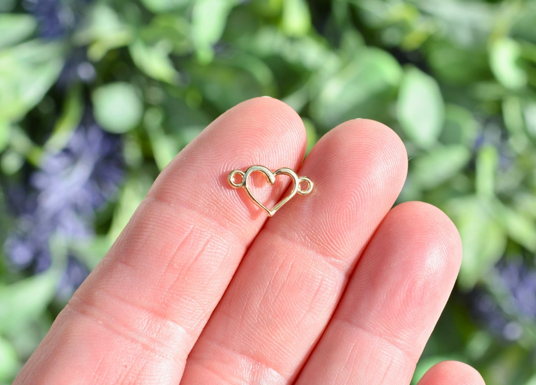 5 Heart Connector Gold Tone Charms GC4003 - Etsy