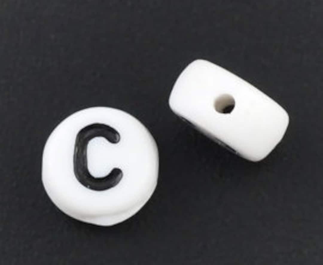 20 White Acrylic Letter C Beads, 7mm Round Alphabet Beads BD512 - Etsy