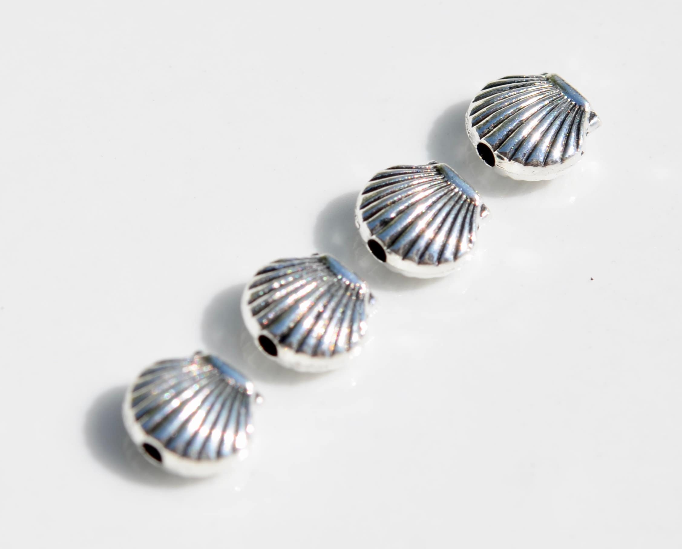 10 Clam Shell Shaped Silver Tone Beads BD910 - Etsy