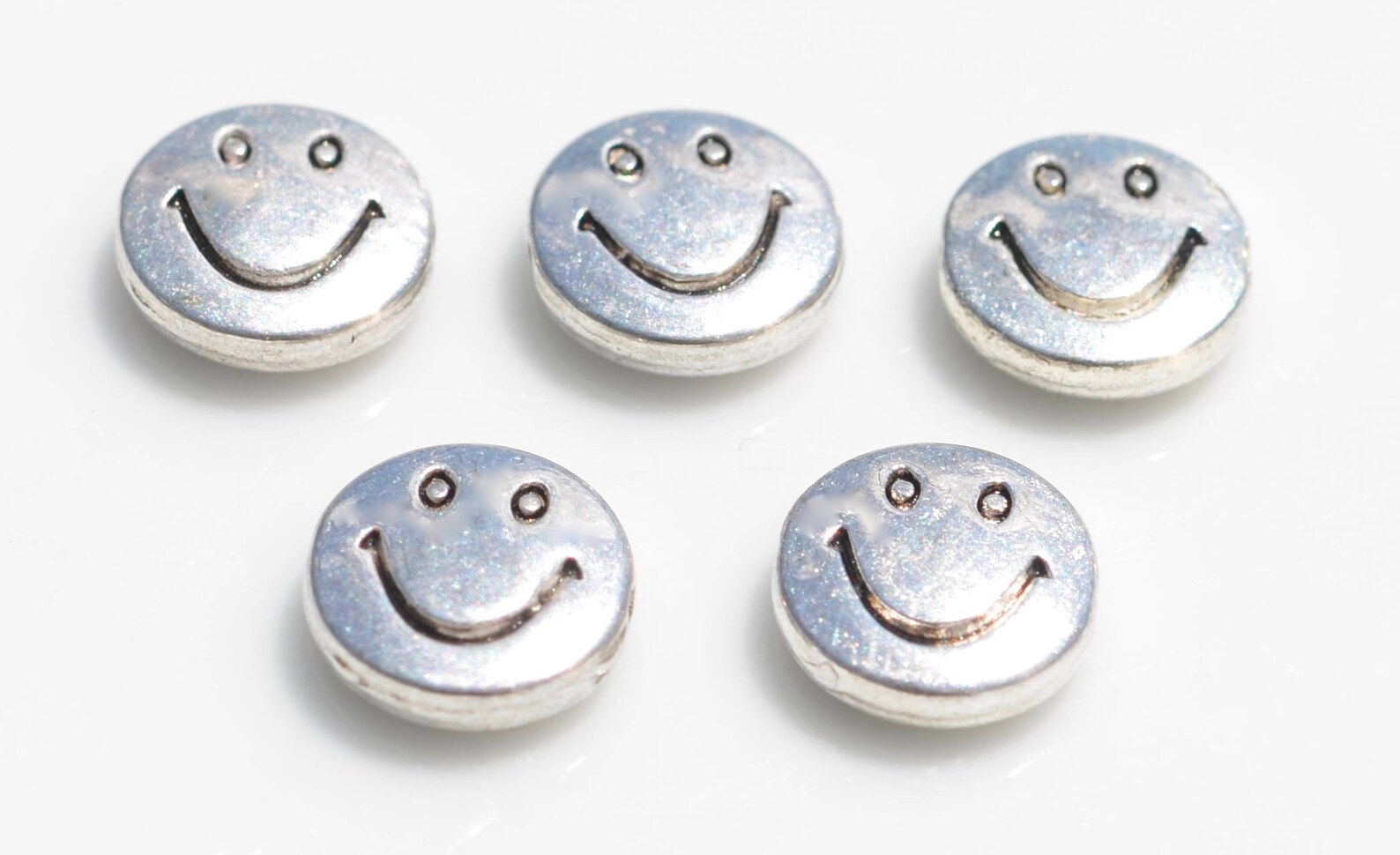 10 Happy Face 10mm Round Silver Tone Beads BD880 - Etsy