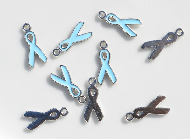 5 Light Blue Enamel Cancer Awareness Ribbon Charms SC1766 - Etsy