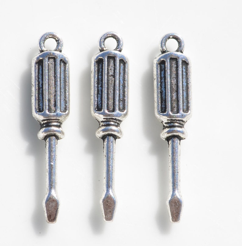 BULK 50 Screwdriver Silver Tone Charms SC3645 - Etsy