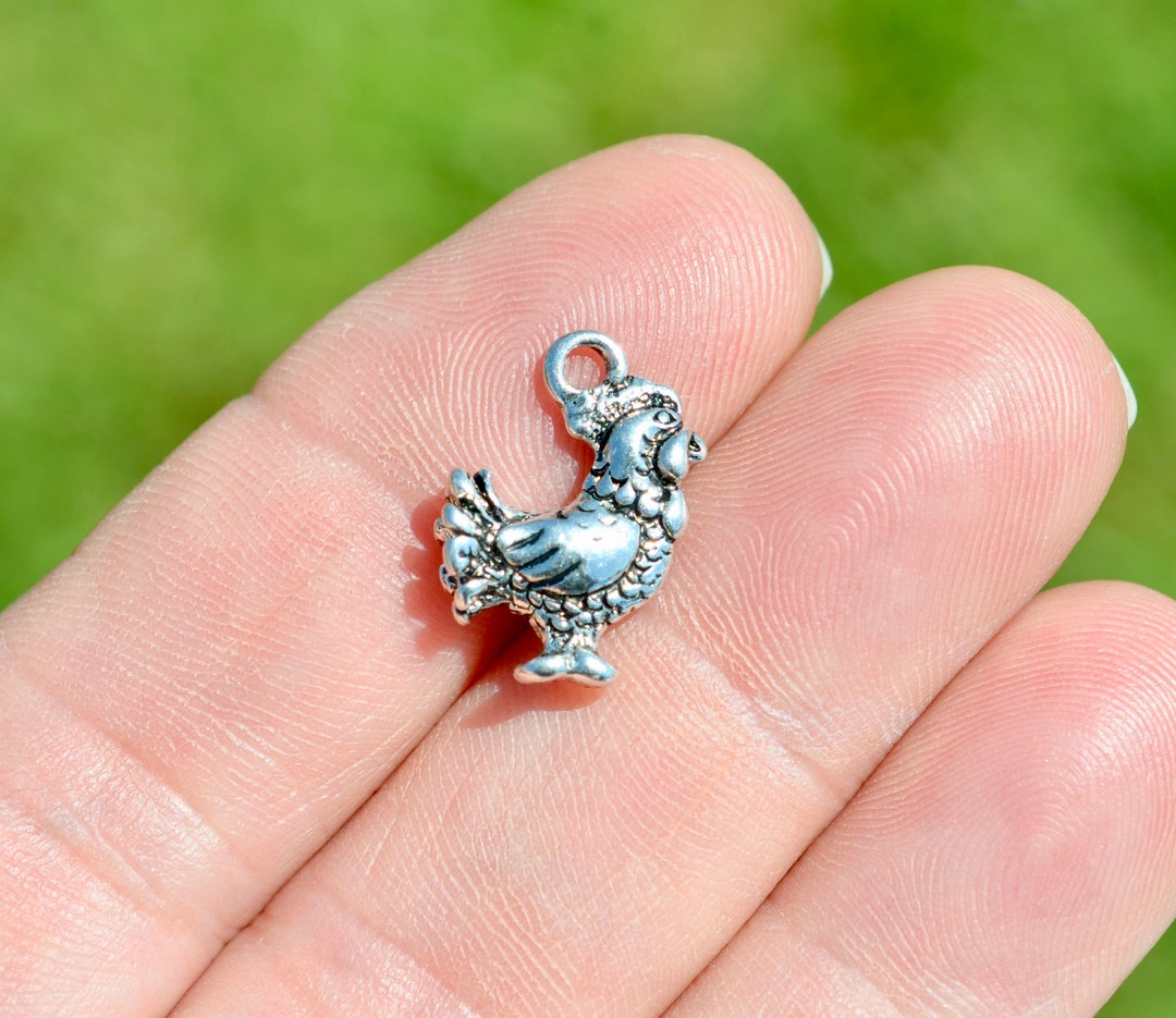 1 Chicken Silver Tone Charm SC5913 - Etsy
